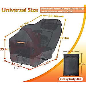 IC ICLOVER Snow Blower Cover, 600D, Two Stage Electric Snow Thrower Cover, Heavy Duty 600D Oxford Fabric Waterproof, Windproof, Sun UV Dust Proof, with Air Vent, Reflective Stripe Handle