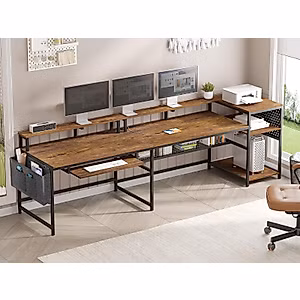 SEDETA L Shaped Computer Desk, Reversible Computer Desk, L Shaped Desk with Power Outlets & LED Strip, Monitor Shelf, Keyboard Tray, Pegboard and Storage Shelves for Home Office, Rustic Brown