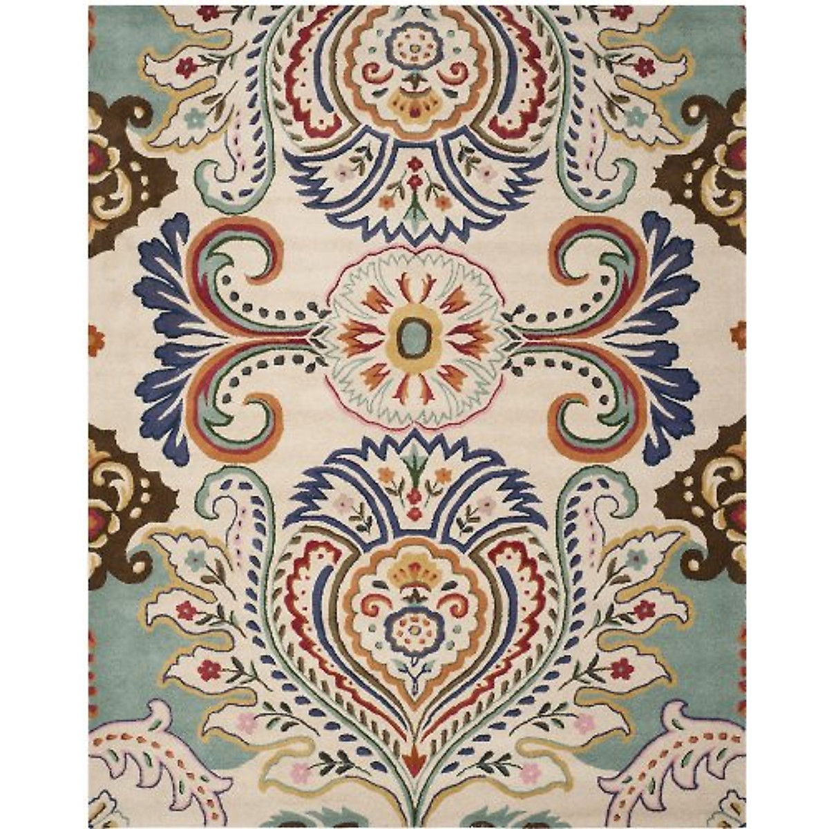 SAFAVIEH Bella Collection 10' x 14' Ivory/Blue BEL118A Handmade Boho Premium Wool Area Rug