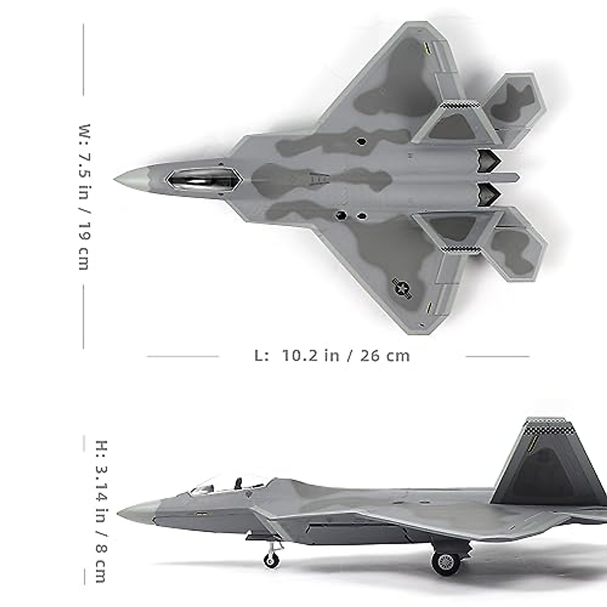 NUOTIE 1/72 F-22 Raptor Model diecast Airplane Model Military Plane Fighter for Collections and Gifts (TY 325 FW)