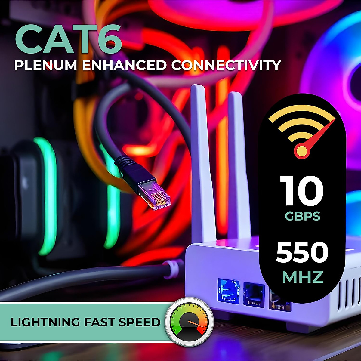 ATS Cables | CAT6 Plenum (CMP) Cable 1000FT | Network Analyzer Test Passed | 23AWG 4Pair, Solid 550MHz Ethernet Cable 10Gigabit UTP, Available in 9 Colors (1000ft, Blue)