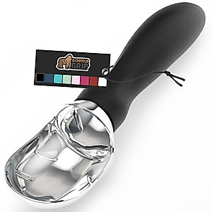 Gorilla Grip Large, Comfortable Handle, Heavy Duty Ice Cream Scoop, Professional Grade Scooper, Get Perfect Shape Scoops, Great for Spooning Frozen Hard Gelato and Sorbet, Cookie Dough, Melon, Gray