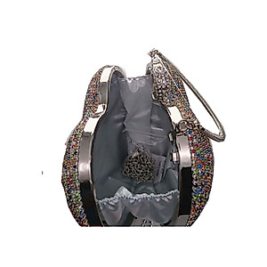 WANLIAN Women Luxury Cute Heart Shape Tassel Evening Clutch Bag Rhinestones Wedding Party Purse Handbag With Earrings Necklace