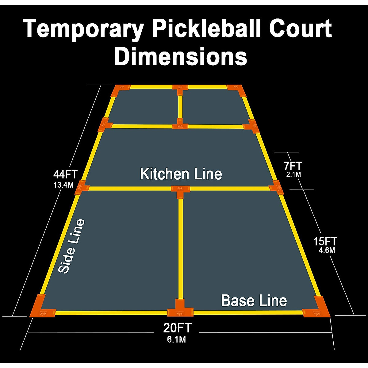 Hoverphenix Pickle Ball Court Marking Kit, Portable Temporary Pickle Ball Lines Come with Gift Box, Tape and Storage Bag for Outdoor or Indoor Court, No Measuring Needed