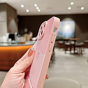 YKCZL Compatible with iPhone 13 Mini Case 5.4 Inch, Cute Painted Art Heart Pattern Full Camera Lens Protective Slim Soft Shockproof Phone Case for Women Girls(Pink)