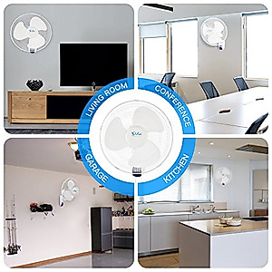 Simple Deluxe 16 Inch Digital Wall Mount Fan with Remote Control 3 Speed-3 Oscillating Modes-72 Inches Power Cord, ETL Certified-White, 16"