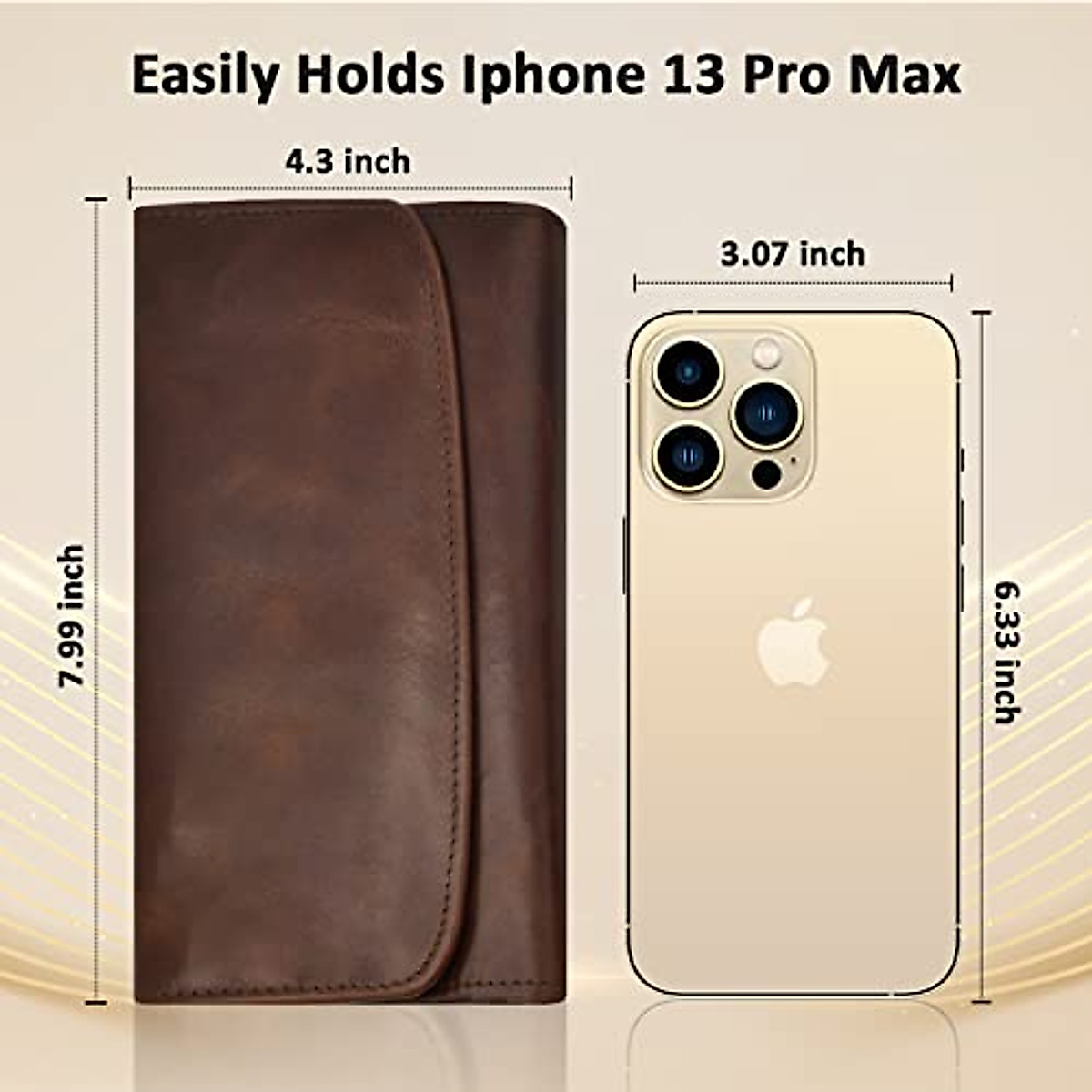 Leather SR Womens Leather Wallet Large Trifold Genuine Brown Leather Wallets for Women RFID Blocking Ladies Multi Card Holder Iphone 14 Compatible, 13 Credit Card Slots, 4 Cash Compartment, 7.7”x4.3”