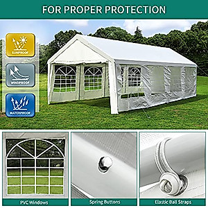 YITAHOME 13x26FT Party Tent Heavy Duty Wedding Tent Event Shelters Outdoor Canopy Upgraded Galvanized Steel Carport with Removable Sidewall Windows for Commercial and Parties (White)