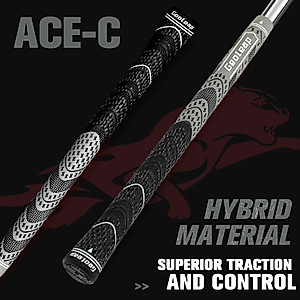 Geoleap Golf Grips Set of 13- Cord Rubber Compound Material, Hybrid Golf Club Grips, All Weather Performance. (Gray, Standard)