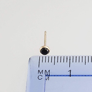 Tiny Gold Stud Piercing Earrings Bezel Set for Cartilage Tragus Helix Multiple Hypoallergenic Birthstone Jewelry for Women (Black Onyx | 3mm GF)