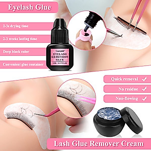 Lashes Kit for Beginner, Eyelash Extension Kit with Eye Lash Mannequin Head, Individual Lash Glue, Eyelash Remover, Fan, Extension Supplies Tools for Practice Training