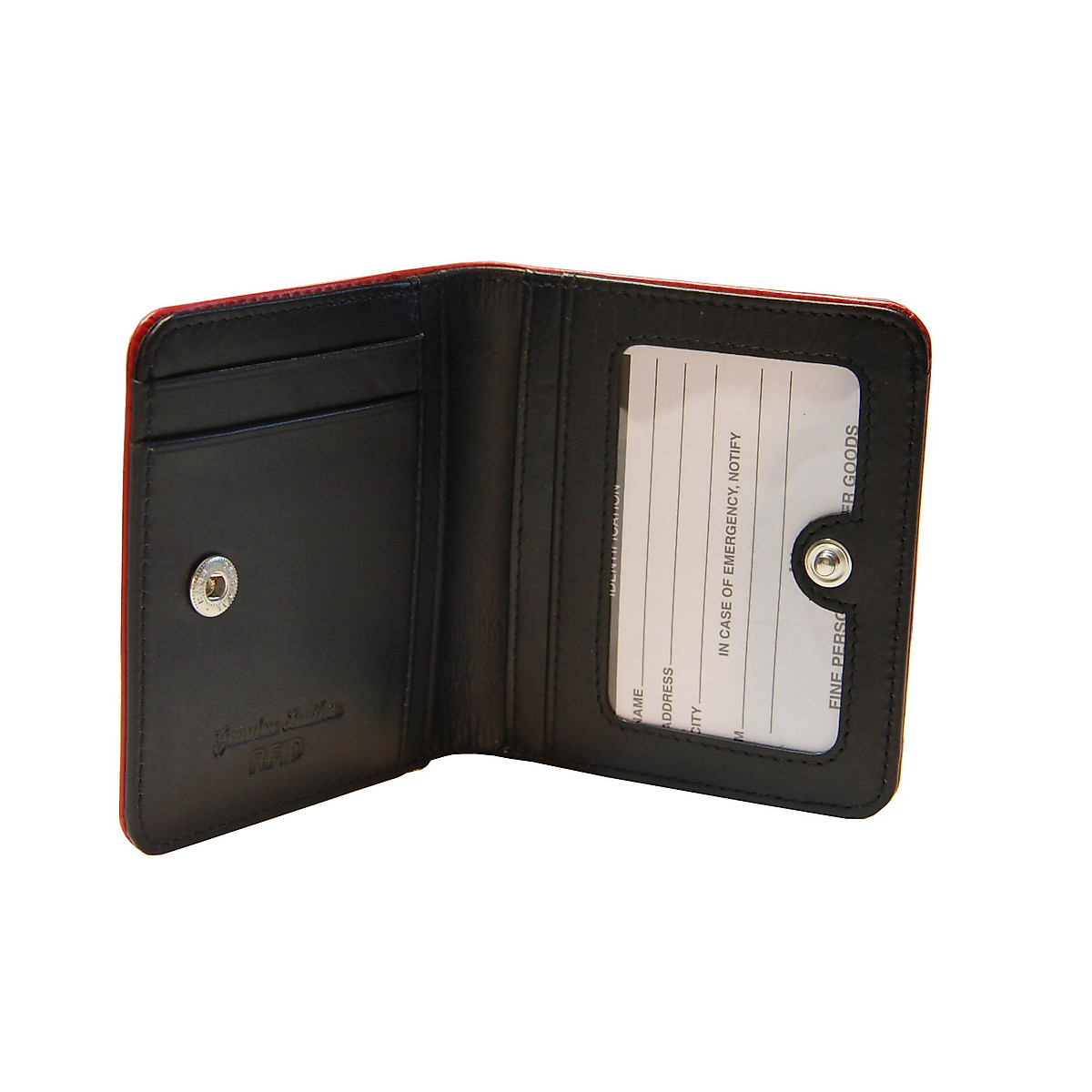 ili New York 7831 Two Tone Leather Wallet with RFID Blocking Lining (Red/Black)