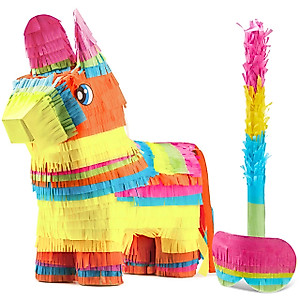 Cinco De Mayo Donkey Pinata for Kids Birthday Party, (13 x 20 x 5 in.) for Fun Fiesta Taco Party Supplies, Luau Event Photo Props, Mexican Theme Decoration, Carnivals Festivals, Taco Tuesday Event