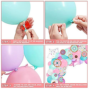 Levfla Donut Balloons Garland Pastel Decoration Kits 100 PCS Sprinkles Confetti Doughnut Backdrop Cutouts Kids Birthday Party Balloons Arch Photo Props Favor Ideas Supplies