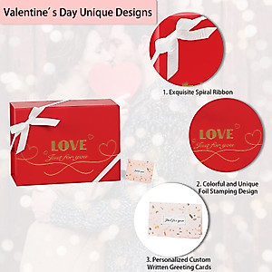 CHARMGIFTBOX Large Gift Box with Lids for Presents, 8.7x6.7x4 Inches Collapsible Red Gift Boxes with Magnetic Closure Ribbon and Card for Valentine's Day Birthday Bridesmaid Boxes