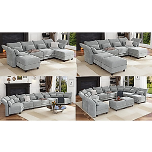 LLappuil 1 Pair of Module Armrest for Sectional Sofa Couch with Adjustable Angle, Interchangeable to Backrest, Chenille, Grey