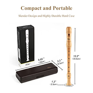 Eastar Soprano Recorder Instrument for Kids Adults Beginners, German fingering C Key Maple Wooden Recorder, 3 Piece Recorder With Hard Case, Fingering Chart, Cleaning Kit, ERS-31GM