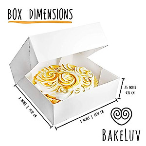 BAKELUV 8x8x2.5” White Bakery Boxes With Window | 12 Pack | Pastry Boxes with Window, Boxes for Strawberries, Dessert Boxes, Bakery Take Out Containers, 8x8 Bakery Boxes 8x8 Pastry Boxes