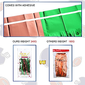 LOLStar 3 Pack Superbowl Photo Booth Prop, Football Party Decorations, 3.3x6.6 ft Dark Green and Brown Foil Fringe Curtain Photo Backdrop for Super Bowl Sunday Party, Football Themed Party Decoration