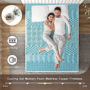 UniPon 4 Inch Mattress Topper Queen, Egg Crate Memory Foam Mattress Topper Queen,7 Zones Gel Infused Bed Topper, CertiPUR-US Certified