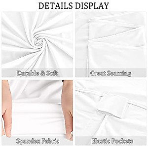 JALANCY 8 Pack 6FT Spandex Table Covers Fitted Rectangle Tablecloth Washable Wrinkle Resistant Stretch Table Cloth for Folding Table Wedding Party Birthday Banquet Bar Events（White）