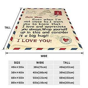 MOWIPOWI to My Mom Blanket from Daughter and Son Mom Blanket,Gifts for Mom,Throw Blanket to My Mom from Daughter Son,Kiss Hug Letter to Mom Airmail Fleece Blanket, Best Mom Ever Gifts,