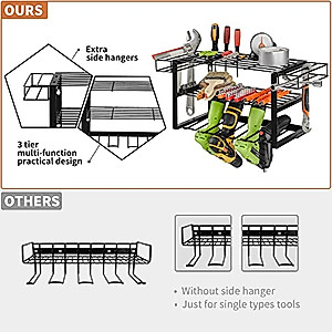 Bodato Power Tool Organizer, 3 Layers Wall Metal Floating Tool Shelf Garage Storage Drill Holder and Tool Holder, Heavy-Duty Utility Rack for Cordless Drill & Screwdriver Gift for Father, Husband