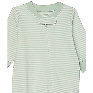 Amazon Essentials Unisex Babies' Footed Zip-Front Sleep and Play, Pack of 3, Light Pink Berry/Mint Green Stripe/Strawberries, Preemie