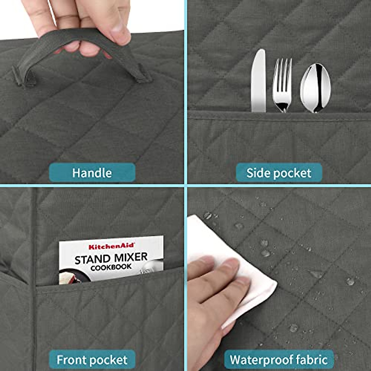 Kitchen Blender Dust Cover,Blender Covers Compatible with Ninja Foodi Blender,Blender Covers For kitchen Appliance Covers,Blender Cover with Accessory Pocket. (Grey)