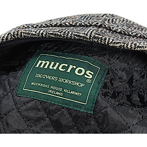 Mucros Weavers Men’s Irish Flat Cap Wool Grey Herringbone Made in Ireland XL