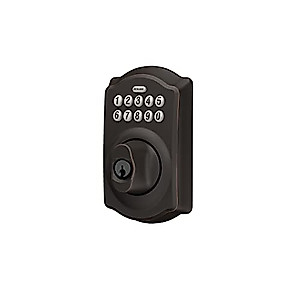 Schlage BE365 V CAM 716 Camelot Keypad Deadbolt, Electronic Keyless Entry Lock, Aged Bronze