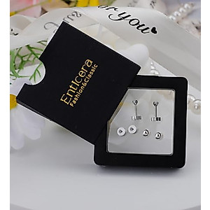 Enticera 3mm G23 Titanium Earrings for Sensitive Skin Handmade Flower Screw Back 5A+Cubic Zirconia Earrings 20g 14K Gold Hypoallergenic Nap Earrings for Helix Cartilage Piercing White