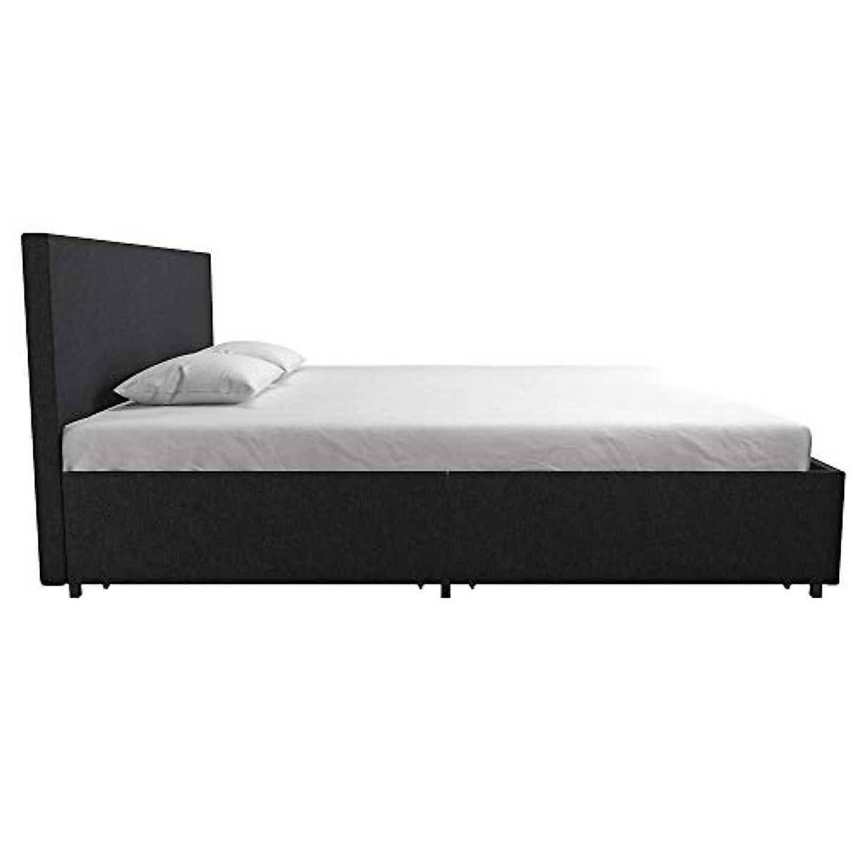 Novogratz Kelly Bed with Storage, King, Dark Gray Linen