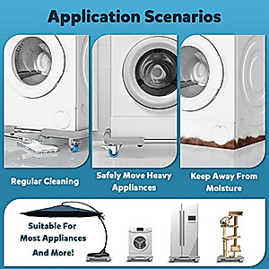 DOZAWA Telescopic Furniture Dolly with 4 Locking Wheels, Washing Machine Stand Refrigerator Base Moving Cart, Size Adjustable, Grey