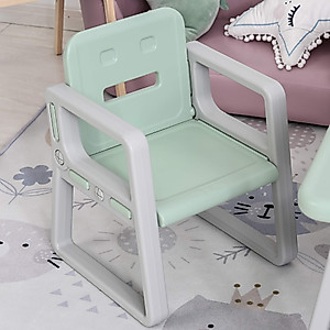 Qaba 3-Piece Kids Table and Chair Set Writing Desk with Armrest, Storage Space for Toddler Activities, Green