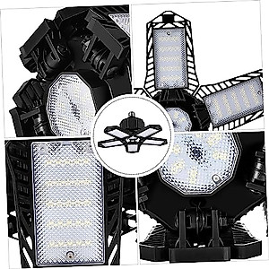 IWOWHERO Five Leaves Garage Light Deformable LED Garage Overhead LED Shop Ceiling Light Flush Mount Ceiling Light LED Flood Light Motion Light Bulbs Plastic Black
