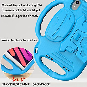 LTROP Kids Case for 2024 iPad Mini 7 & 2021 iPad Mini 6, Shockproof Handle Stand Shoulder Strap Kids Bumper Case for iPad Mini Tablet, Blue