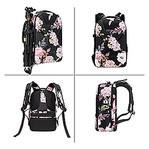 MOSISO Camera Backpack, DSLR/SLR/Mirrorless Photography Camera Bag Peony Waterproof Hardshell Case with Tripod Holder & Laptop Compartment Compatible with Canon/Nikon/Sony/DJI Mavic Drone, Black