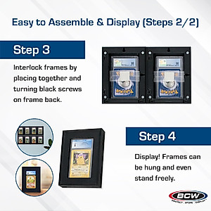 BCW Interlocking Graded Card Frames - Black - Pack of 4 | Interlocking Frames Ideal for Collectibles, Trading Cards, and Memorabilia | Wall Display Frame