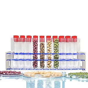 Test Tubes with Rack,50 Pack Clear Plastic Test Tubes16x100mm - with Secure Caps & Durable Holder Rack, Ideal for Scientific Experiments, Candy Beads Sample Storage, Kids Party Supplies (16x100mm)