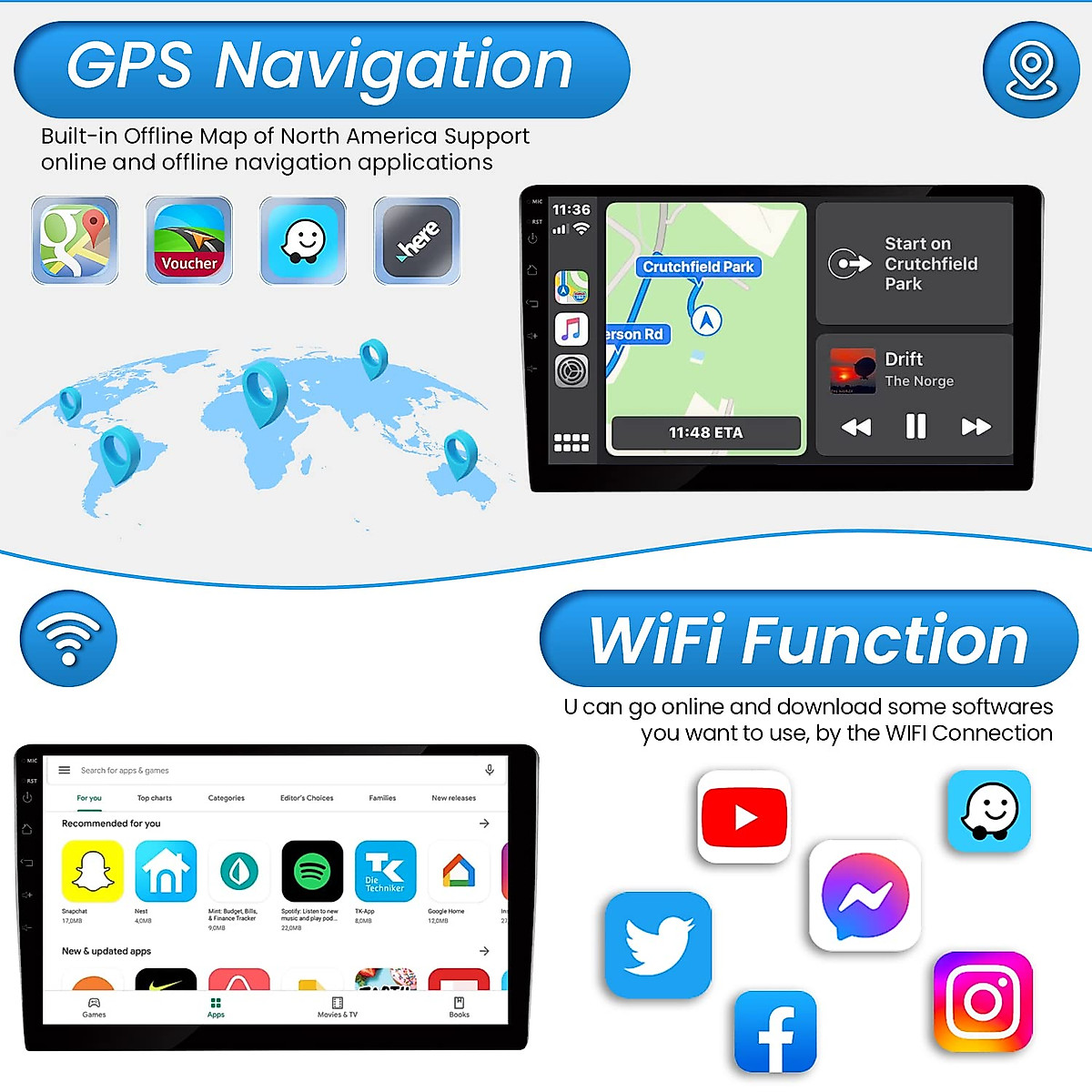 for Nissan Altima 2008 2009 2010 2011 2012 Android Radio Stereo: 9 Inch Touch Screen Replacement-CarPlay Android Auto Bluetooth 5G WiFi GPS FM DSP SWC 1080P Backup Camera Mirror Link (Manual AC)