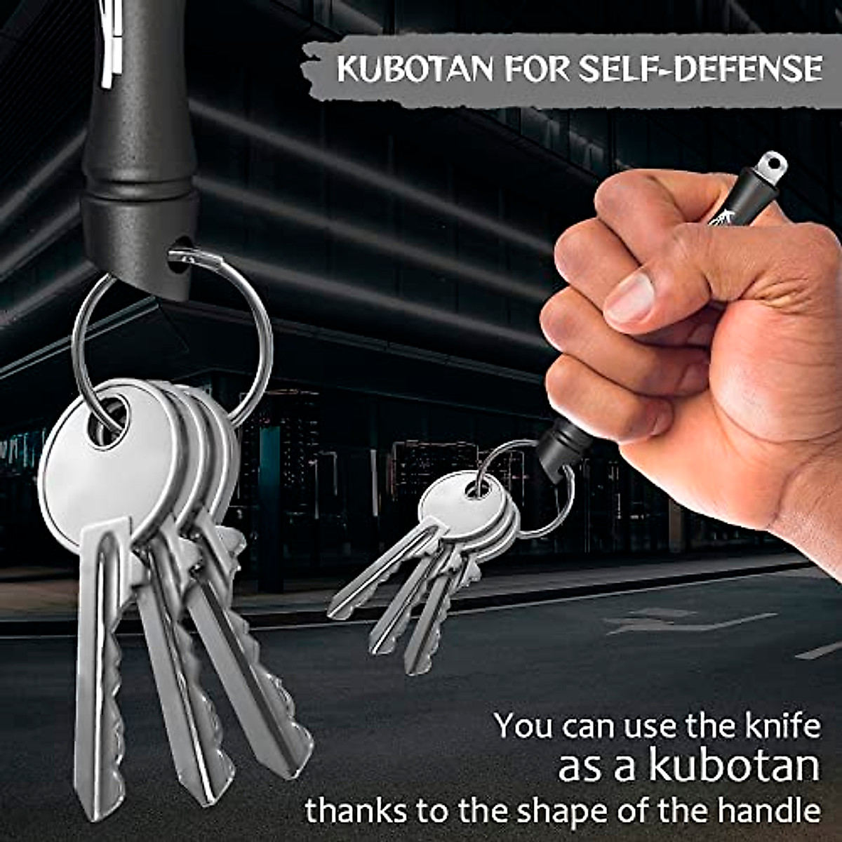 GOOD WORKER Japanese Utility Knife - Letter Opener - Envelope Opener - Mail Opener - Small Black Fixed Blade Knife for Men Women - Kubaton - Secret Santa Gift 130129