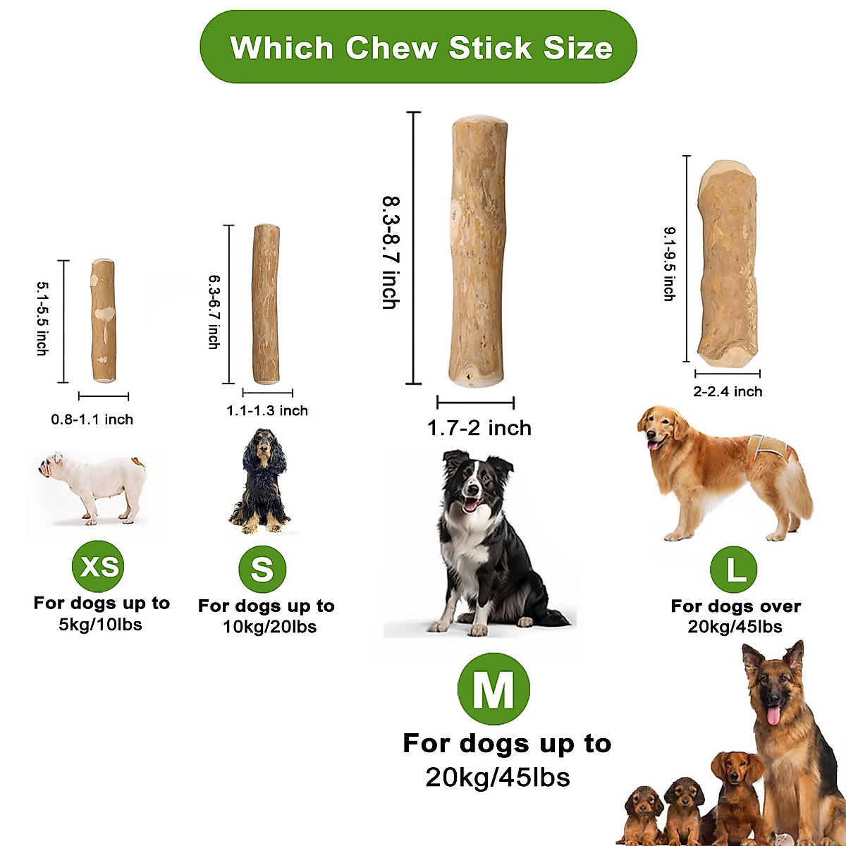 NEDUL Coffee Wood Dog Chew, Dog Chew Stick Toy, 100% Natural, Non Toxic, Safe (Medium)