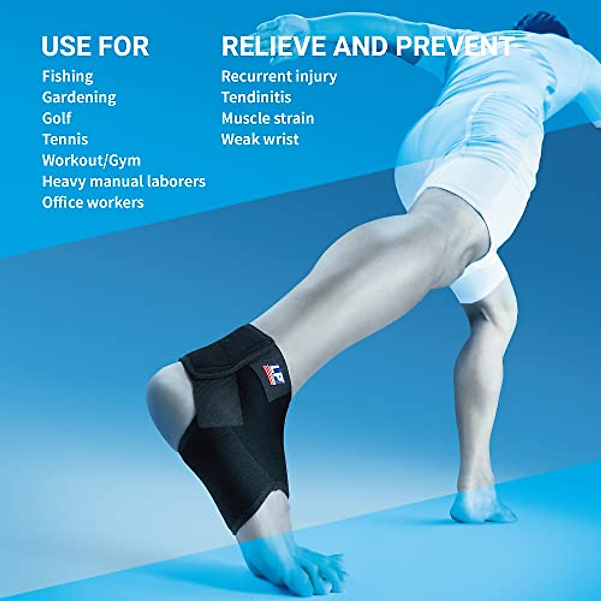 LP SUPPORT - ADJUSTABLE ANKLE SUPPORT For Tendonitis, Sprains, Strains and Injury (Large) - 768KM