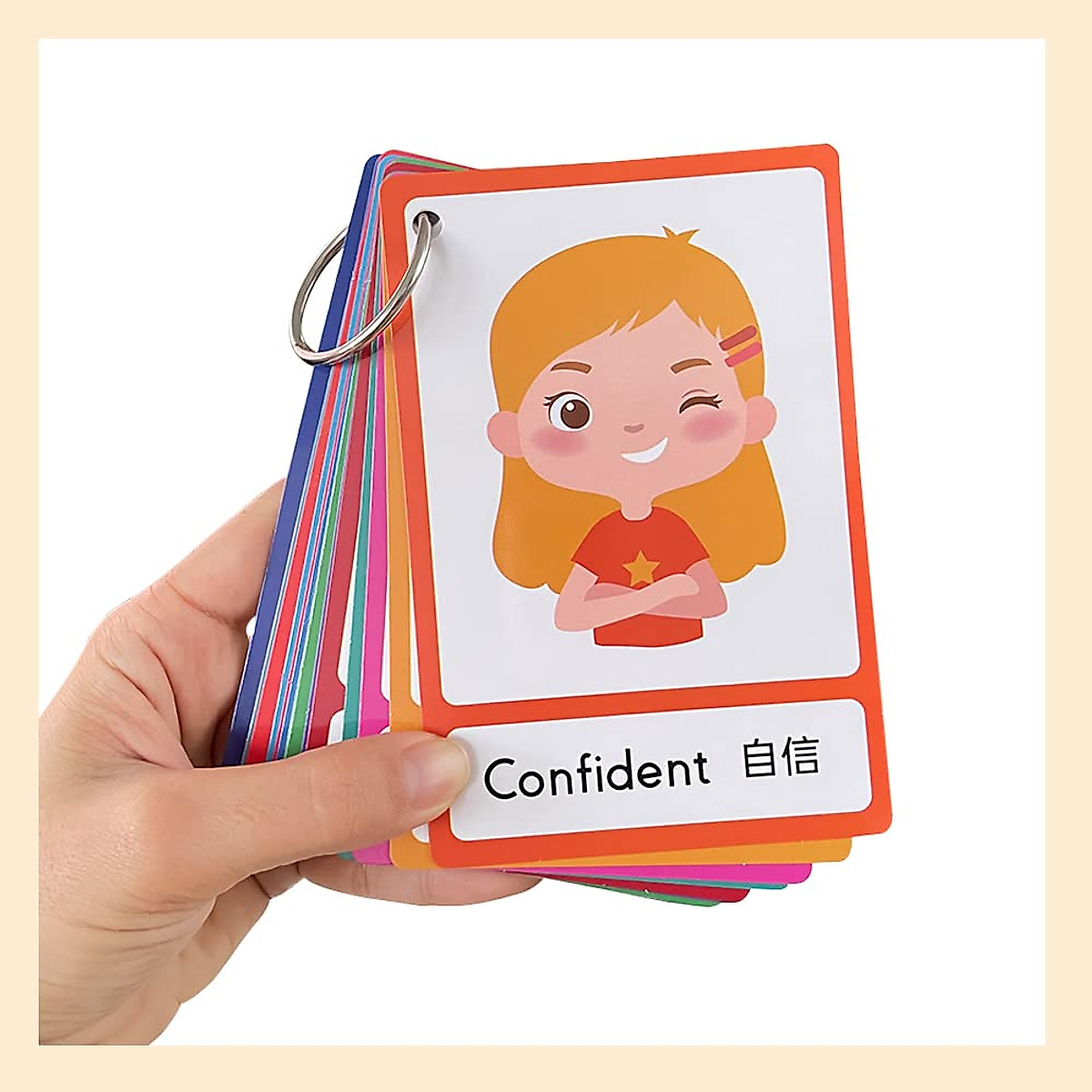 Richardy My Emotion English Words Educational Flash Cards Feelings Expressing Vocabulary Building Homeschool Kindergarten Supplies Kids Toddlers Learning Toys 17 Cards 34 Words