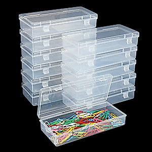 12PCS Clear Plastic Rectangular Containers, 6x2.4x1.2 Inch Storage Container Boxes with Hinged Lids, Small Transparent Storage Box Case for Beads, Jewelry, Tools, Craft Supplies and Flossers