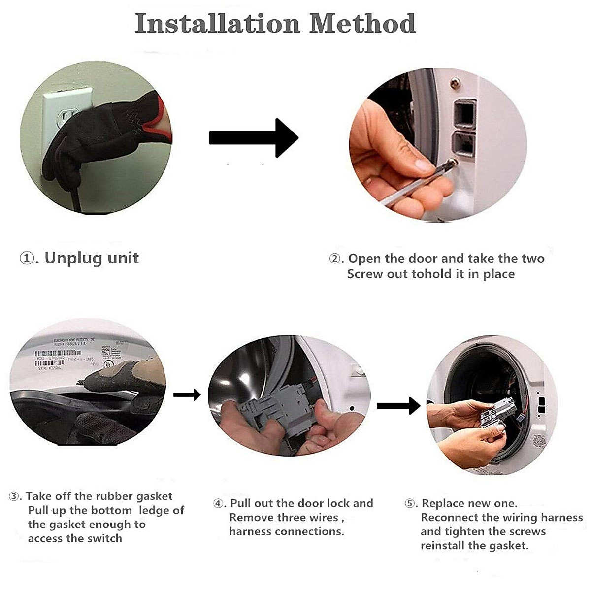 𝐍𝐞𝐰 𝐔𝐩𝐠𝐫𝐚𝐝𝐞131763202 131763256 Washer Doors Lock Latch Switch Assembly, for Electrolux, Frigidaire Affinity White-Westinghouse, Crosley, Gibson, GE. Front Load Washer Switch Part 1317632