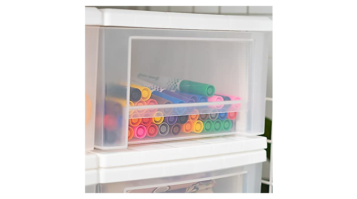 IRIS USA 7 Qt. Plastic Stackable Storage Drawers, Small, 4 Pack, Multi ...