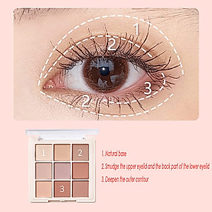 SURORAIN 9 Colors Matte Eyeshadow Palette, Highly Pigmented Long Lasting Matte Nude Shimmer Eyeshadow Pallet,Beige Earth Neutral Smoky Waterproof Cosmetic Eye Shadows
