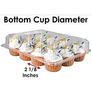 Katgely Cupcake Containers 12 Count (pack of 12), Clear Plastic Cupcake Boxes 12 Count, Deep Dome, Stackable, Disposable & BPA-Free